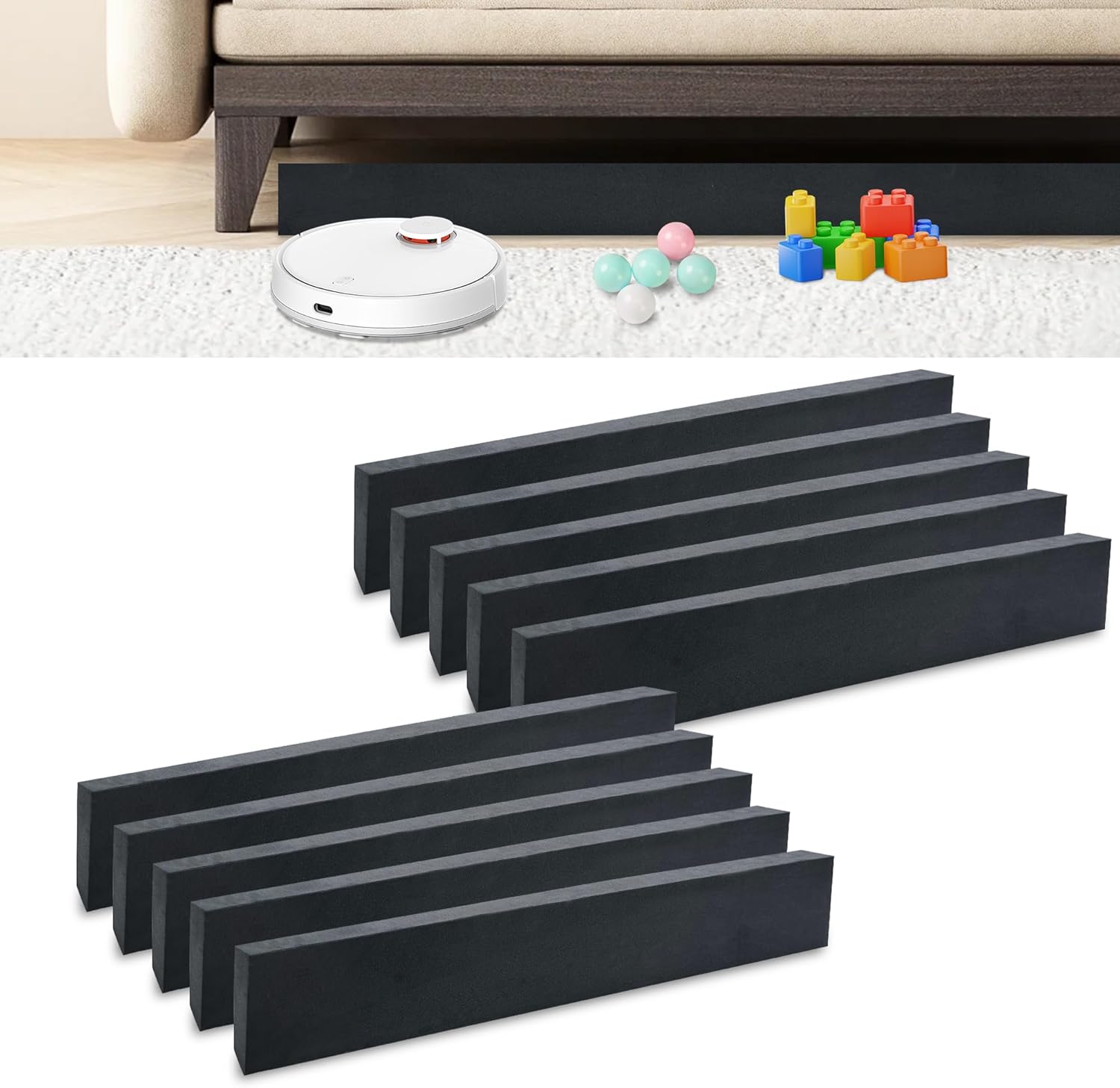 Amazon.com: GRETMIX 10 PCS Under Couch Blocker, 17" L x 3.2" H Sponge ...