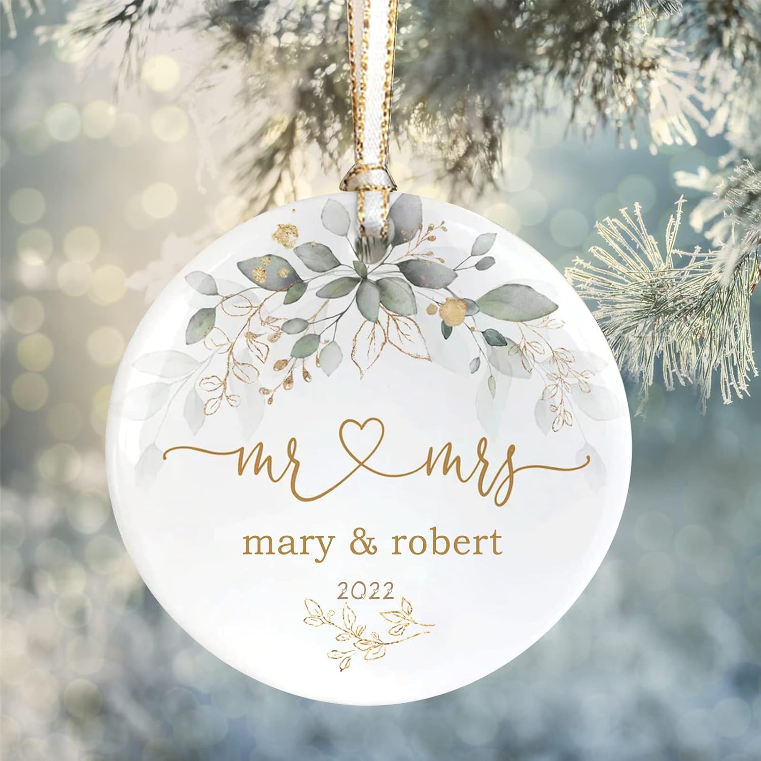 Amazon.com: chopie Wedding Ornament 2022, Mr & Mrs Ornament ...