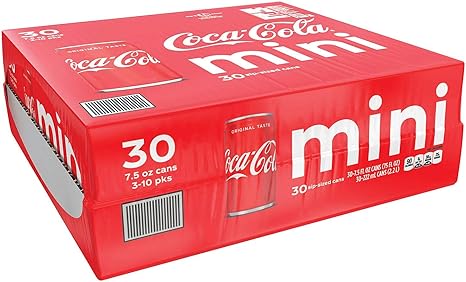 Coca Cola, Mini, 30 pk./7.5 oz. cans, 225 onzas líquidas : Amazon.com ...