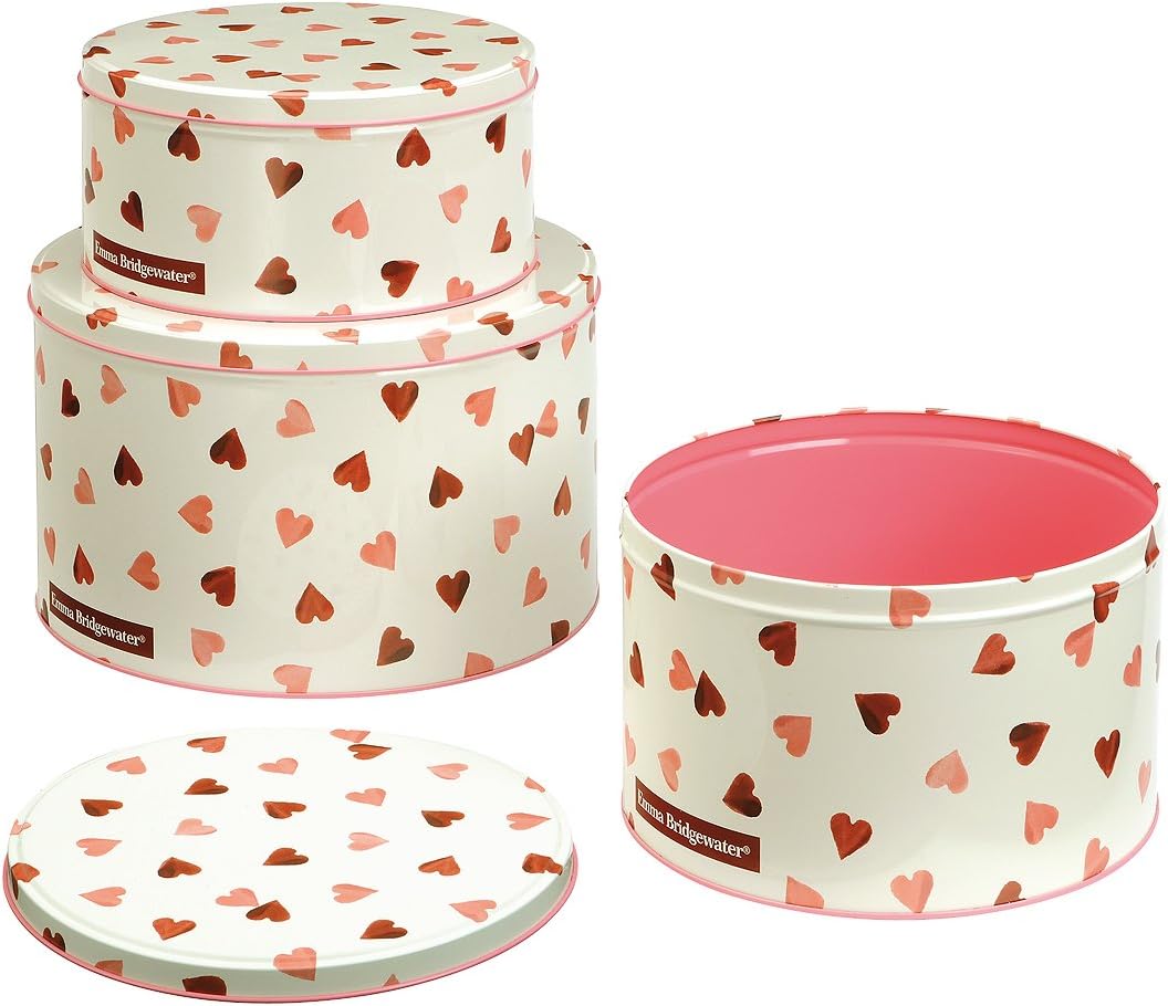 Amazon.com: Emma Bridgewater Pink Hearts Round Cake Tins, Set of 3 ...