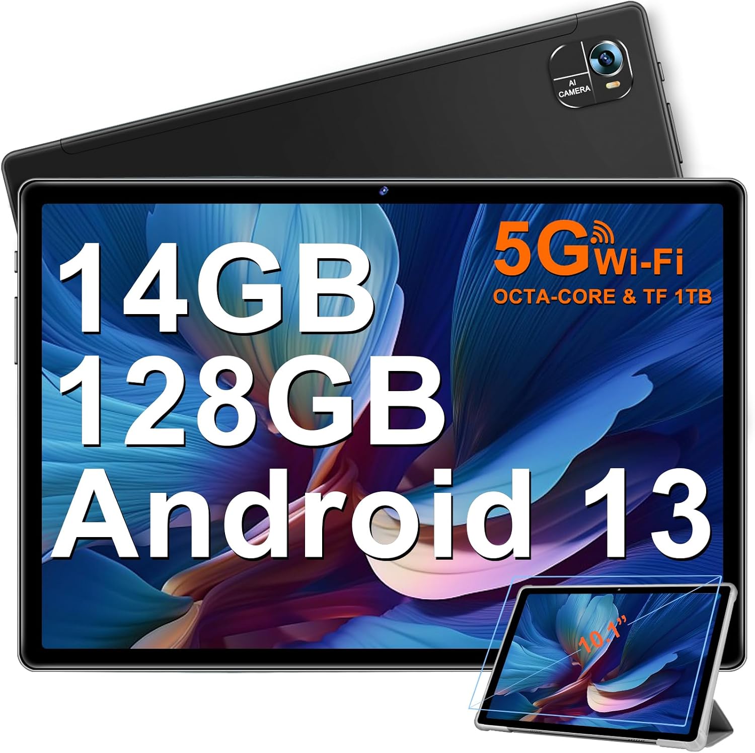 FACETEL Tablet 10 Pulgadas con Android 13 Tablet, 14GB RAM + 128GB ROM ...