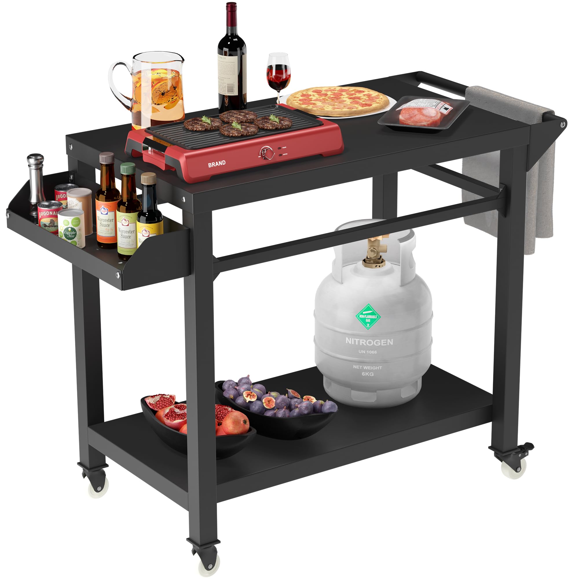 Amazon.com: Betterhood Outdoor Grill Cart Table, Outside Pizza Oven ...