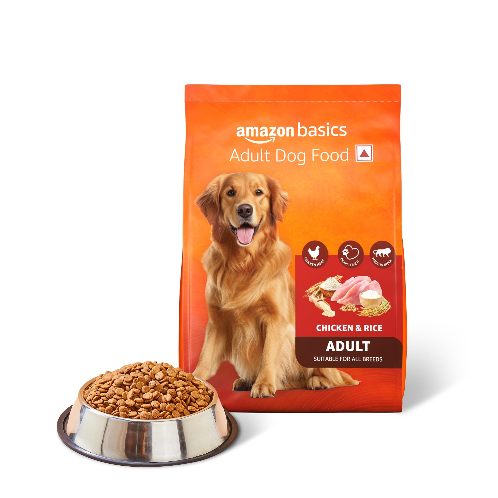 Amazon Basics Dry Dog Food | 5 Kg | Chicken & Rice | with Real Chicken ...