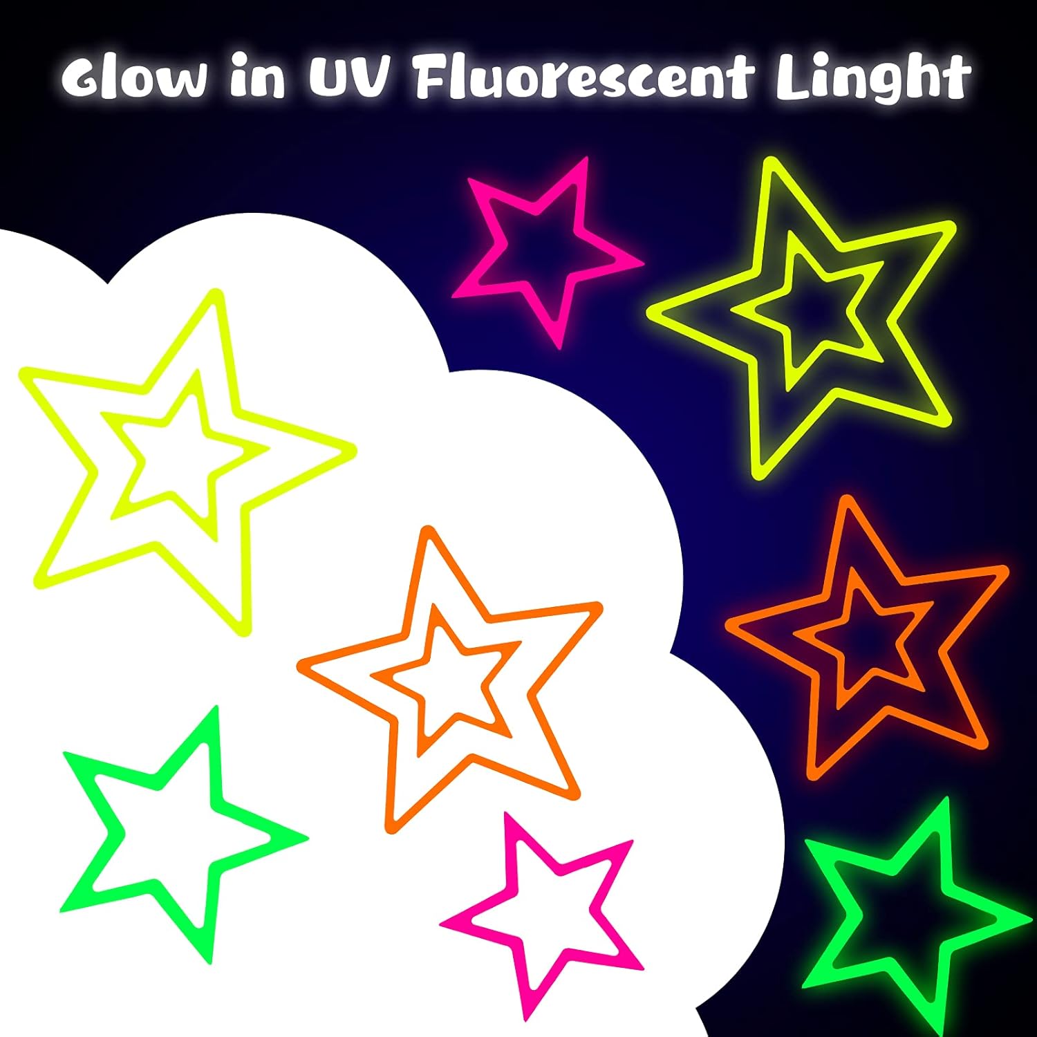 Neon Glow Star Stickers Colorful Hollow Star Stickers Glow Twinkle Star ...