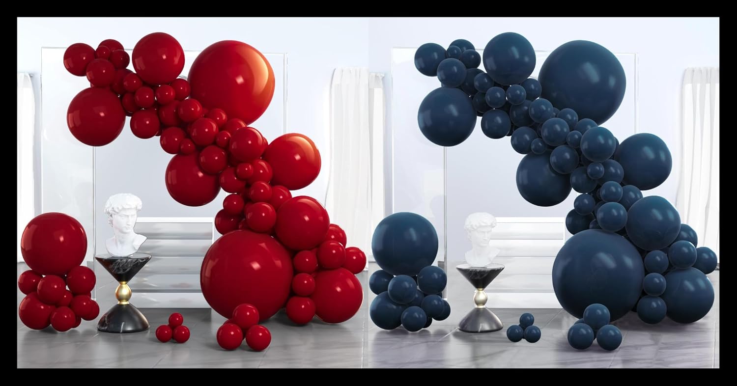 Amazon.com: PartyWoo Maroon and Navy Blue Balloons 200 pcs Different ...
