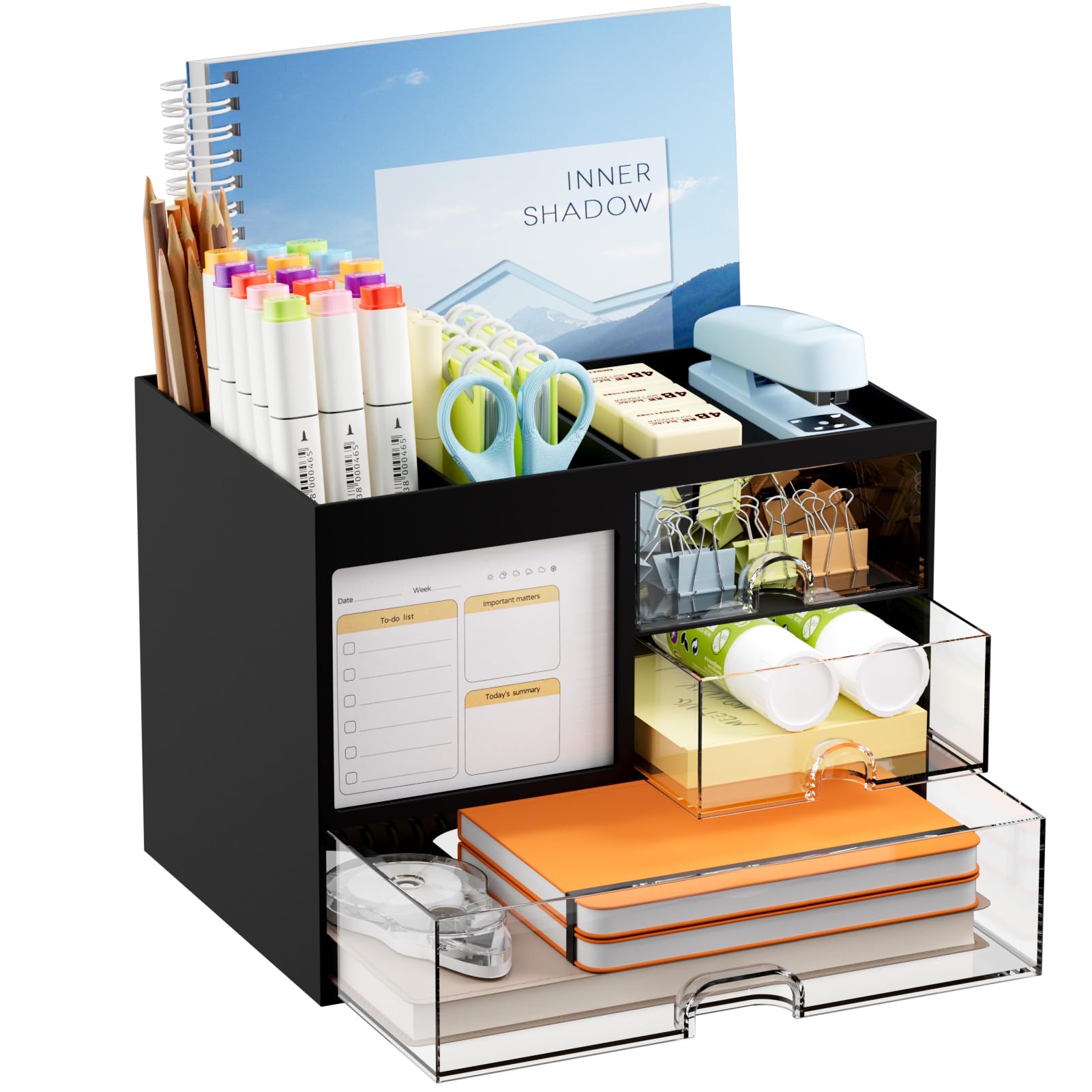 Amazon.com: Marbrasse Desk Organizer with 3 Drawer, Multi-Functional ...