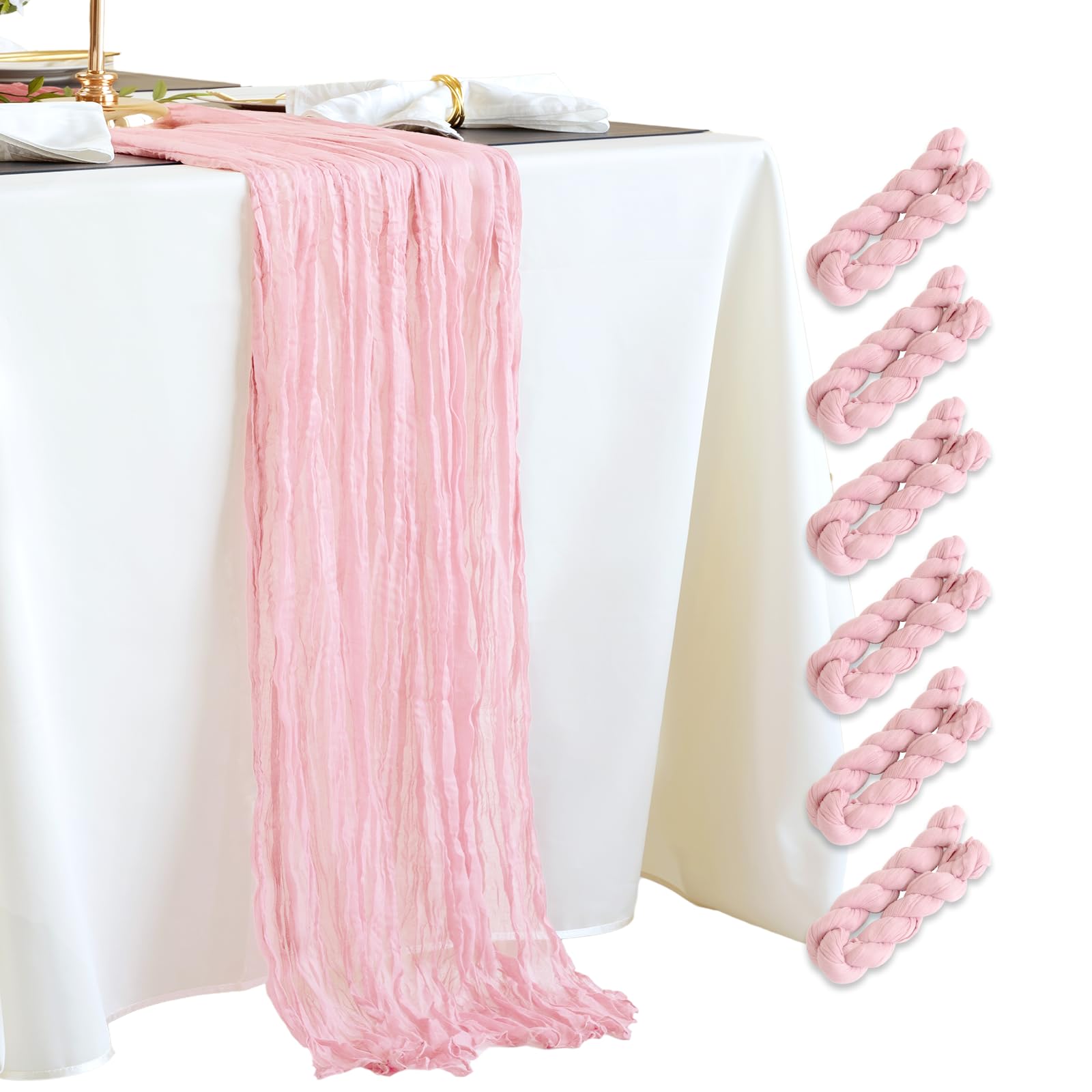Amazon.com: 6 Pack Light Pink Cheesecloth Table Runner 10ft Boho Rustic ...