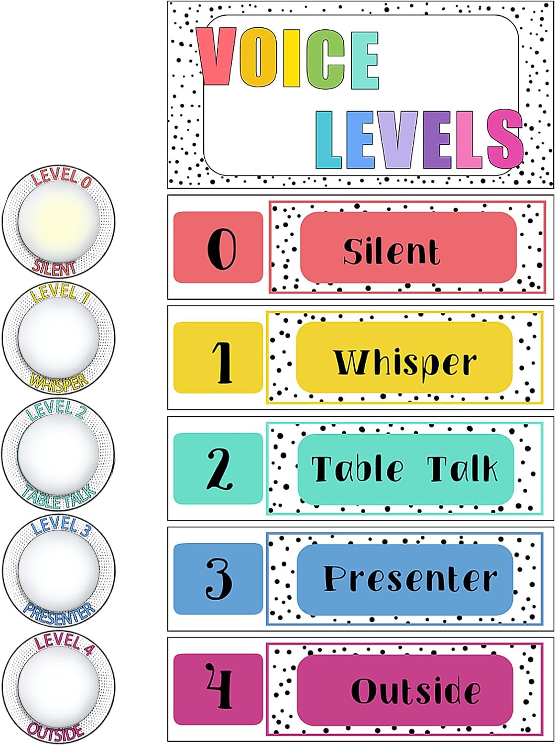 Amazon.com: Glooglitter 5 Pcs School Push Light and Voice Level Poster ...