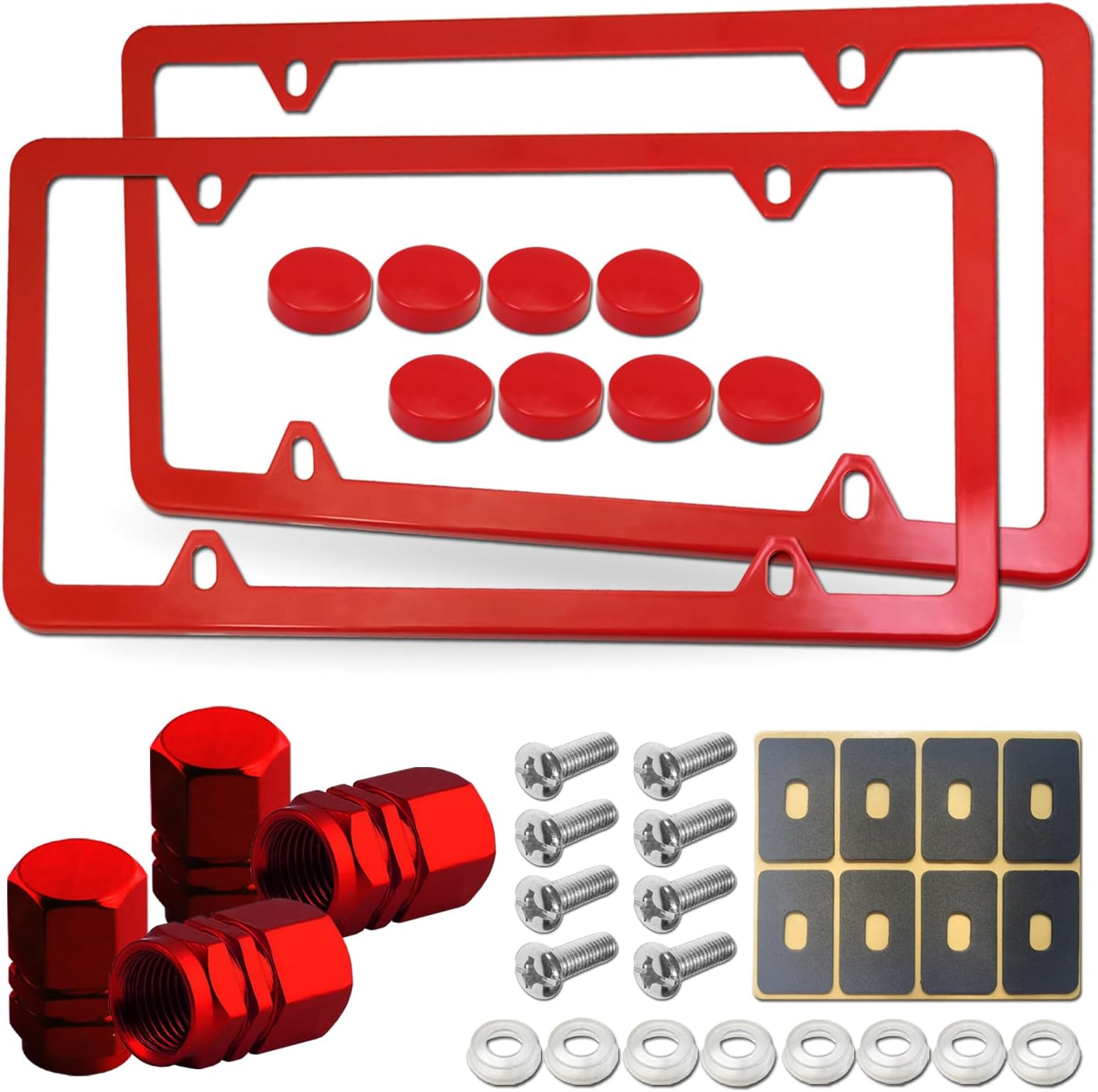 Amazon.com: Red Reflector Chrome Plastic License Plate Frame : Automotive