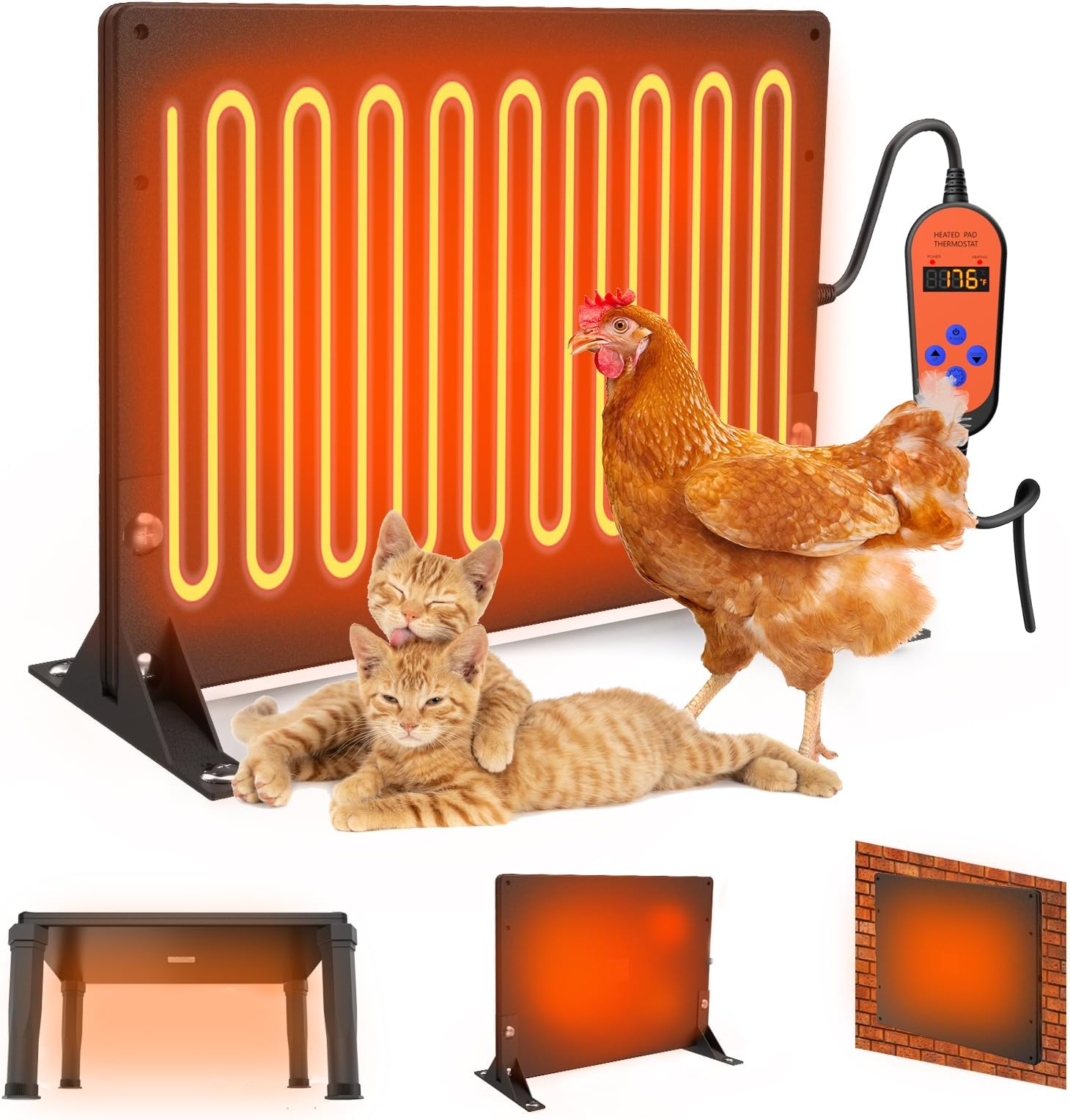 Amazon.com: Lxheir Chicken Coop Heater 240 Watts, Large Size Foldable ...