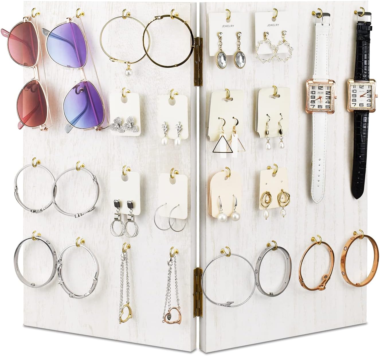 Amazon.com: Wooden Foldable and Portable 3-Panel Pegboard Jewelry ...