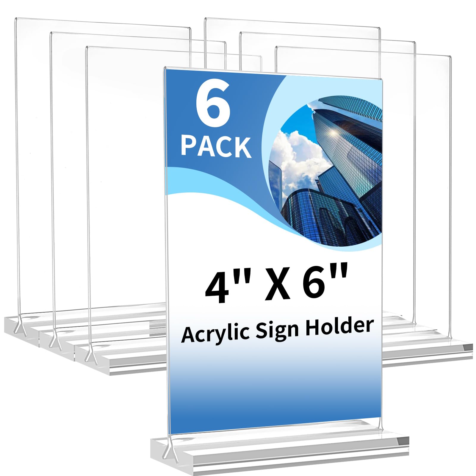 Amazon.com: Acrylic Sign Holder 4x6 Inch, 6 Pack Sign Holders Vertical ...