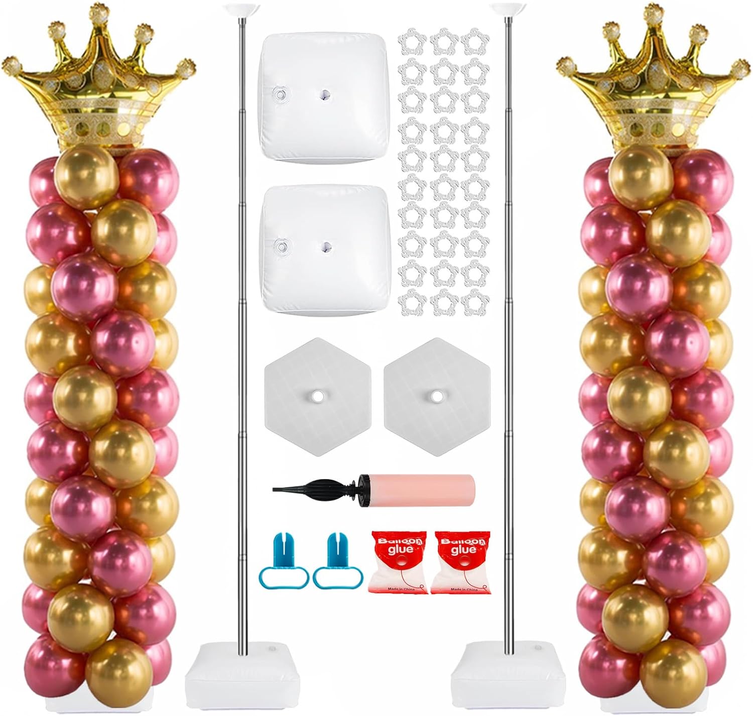 Amazon.com: Metal Balloon Column Stand Set of 2, Reusable Telescopic ...