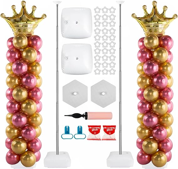 Amazon.com: Metal Balloon Column Stand Set of 2, Reusable Telescopic ...