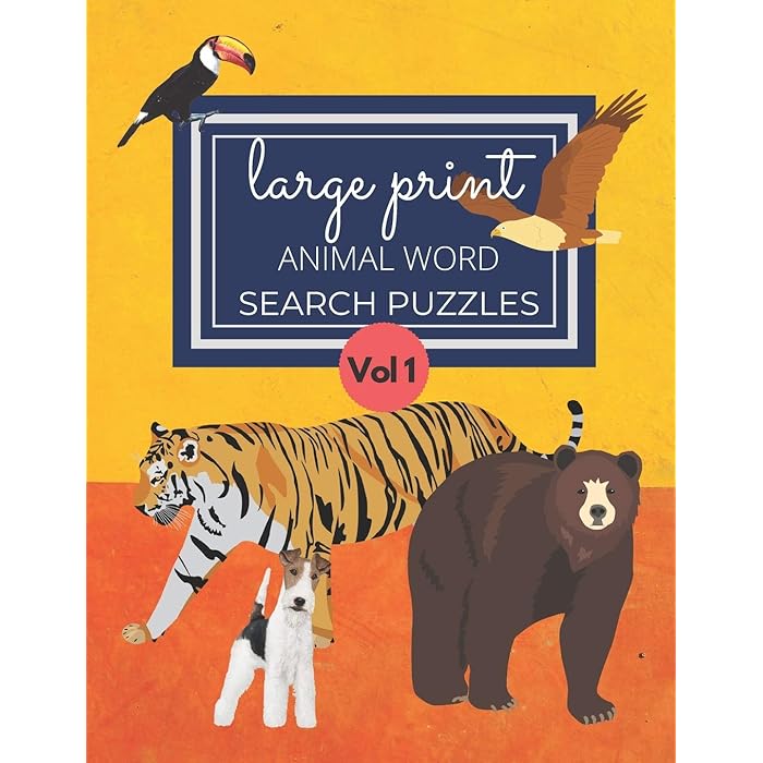 Buy Large Print Animal Word Search Puzzles Vol 1: Various Levels and ...