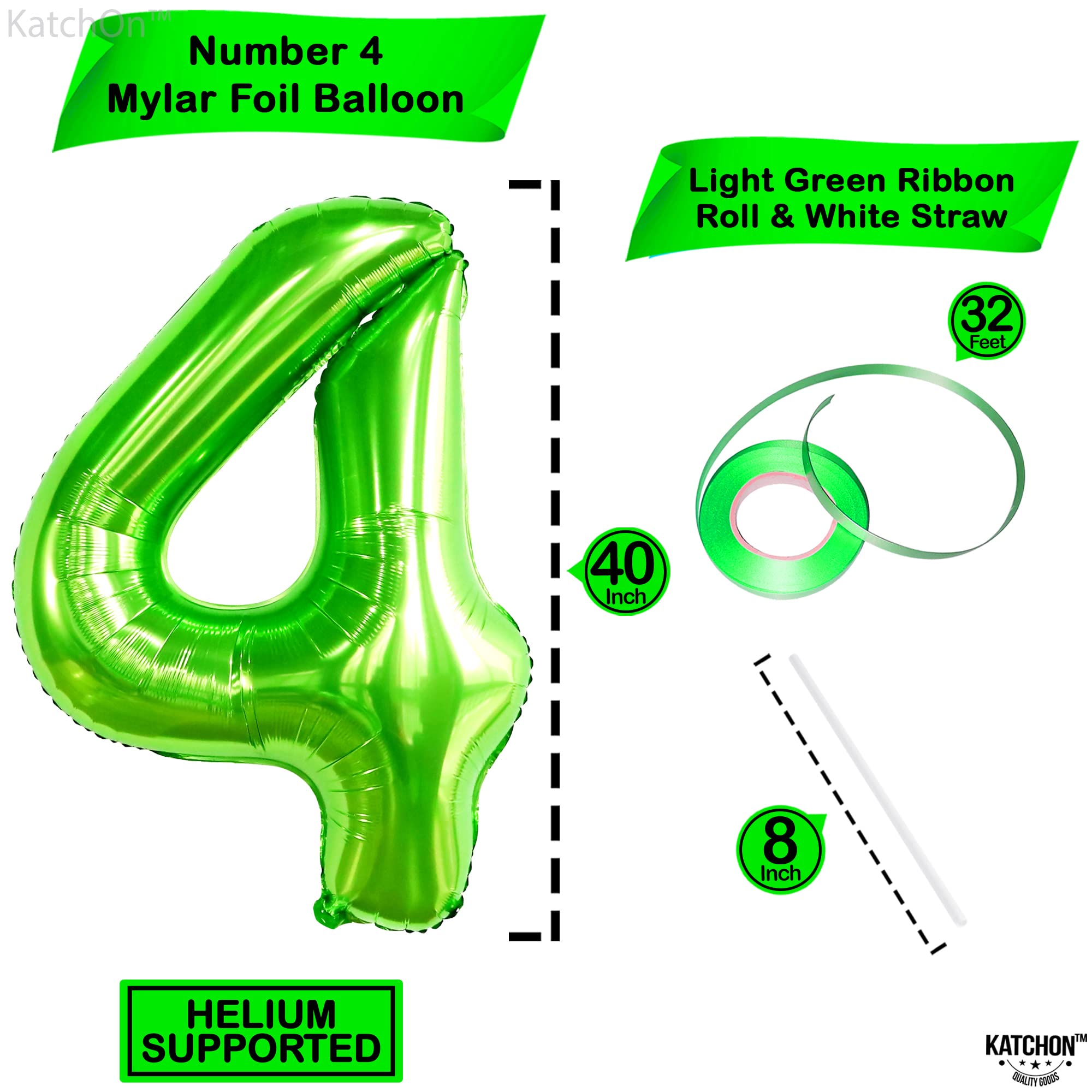 Snapklik.com : Light Green Number 4 Balloons - 40 Inch Green 4 Balloon ...