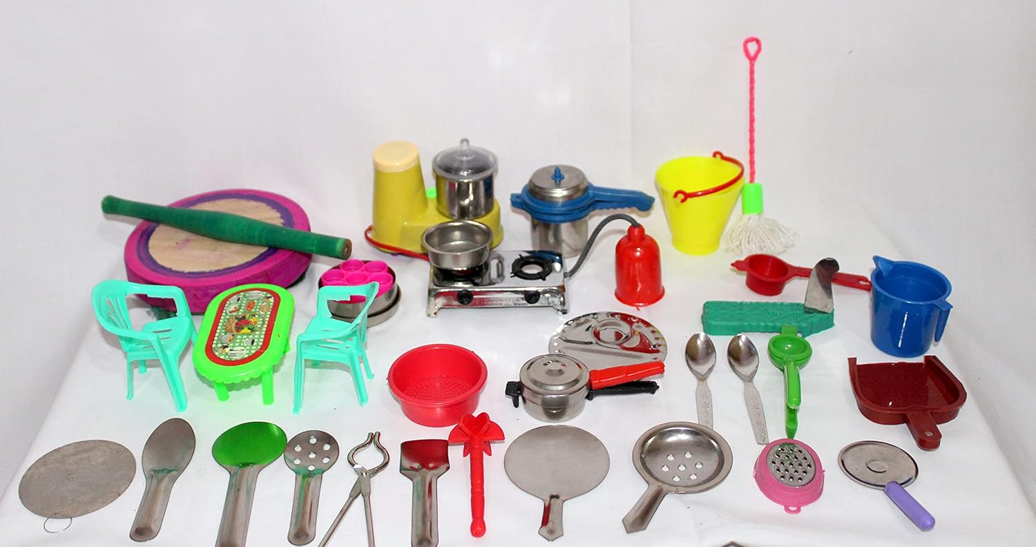 Buy Savyasachi Miniature Brass Kitchen Set 35 pcs/Bhatukali/Toy Set ...