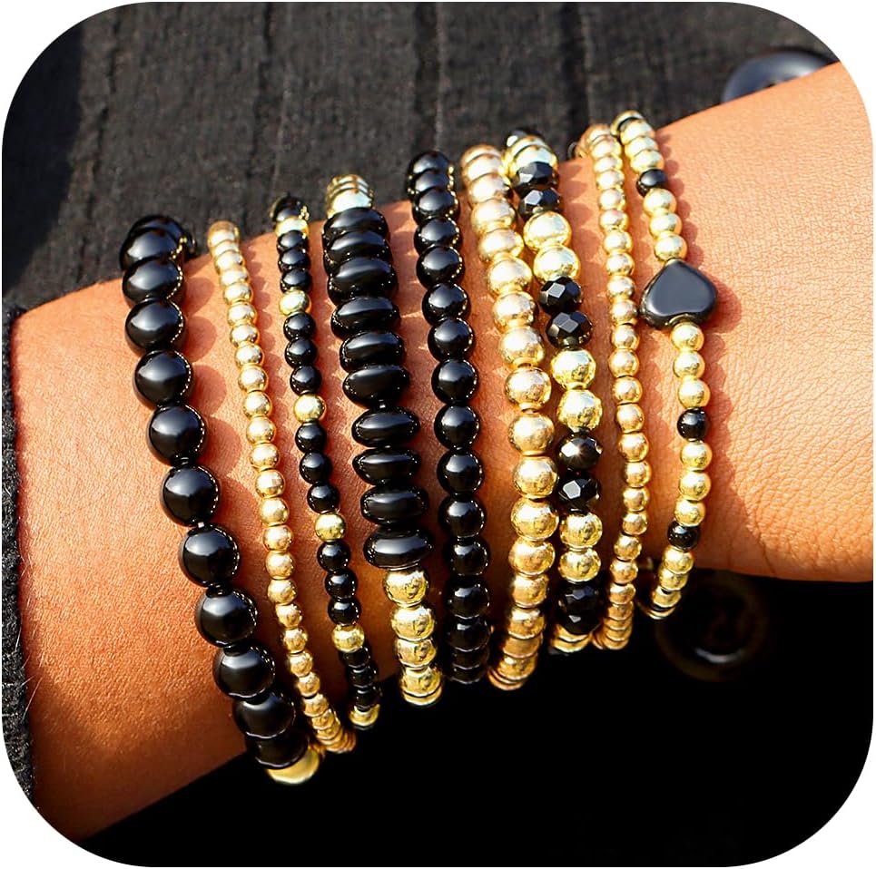 Amazon.com: shopbyskyler 9PCS Gold Bracelets for Women Heart Stone ...