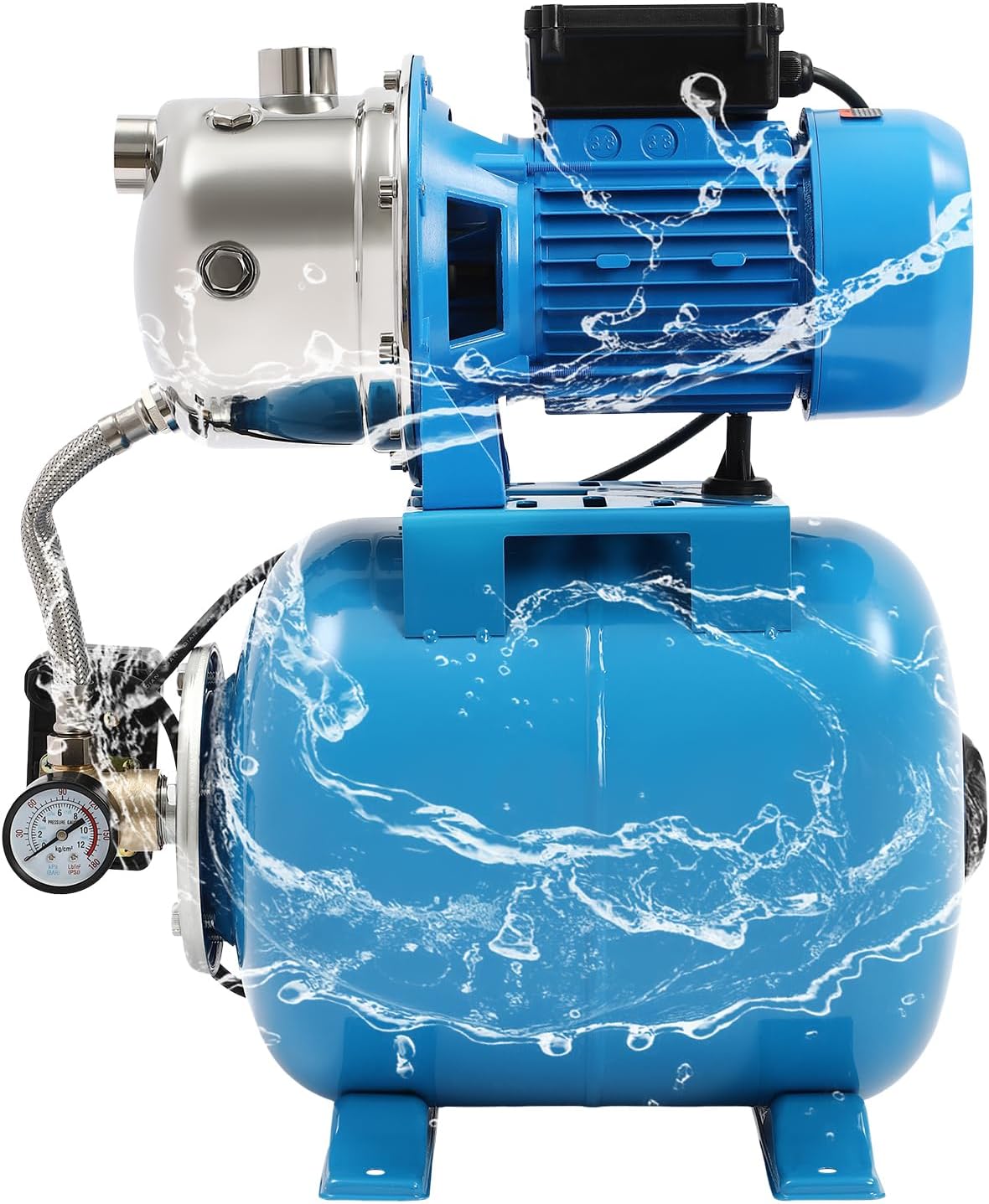1 HP Irrigation Water Pump, Shallow Well Pump with Pressure Tank, Water ...