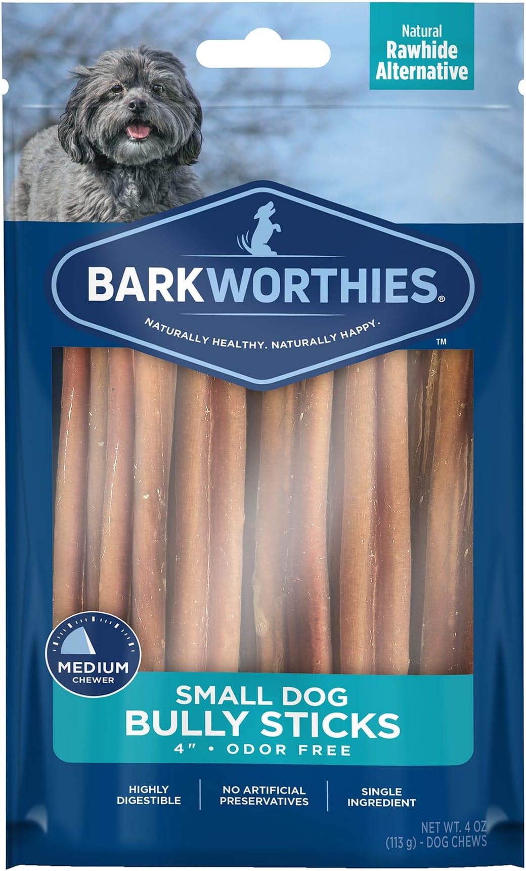 Amazon.com: Barkworthies Odor Free Bully Sticks Small Dog Chews : Pet ...
