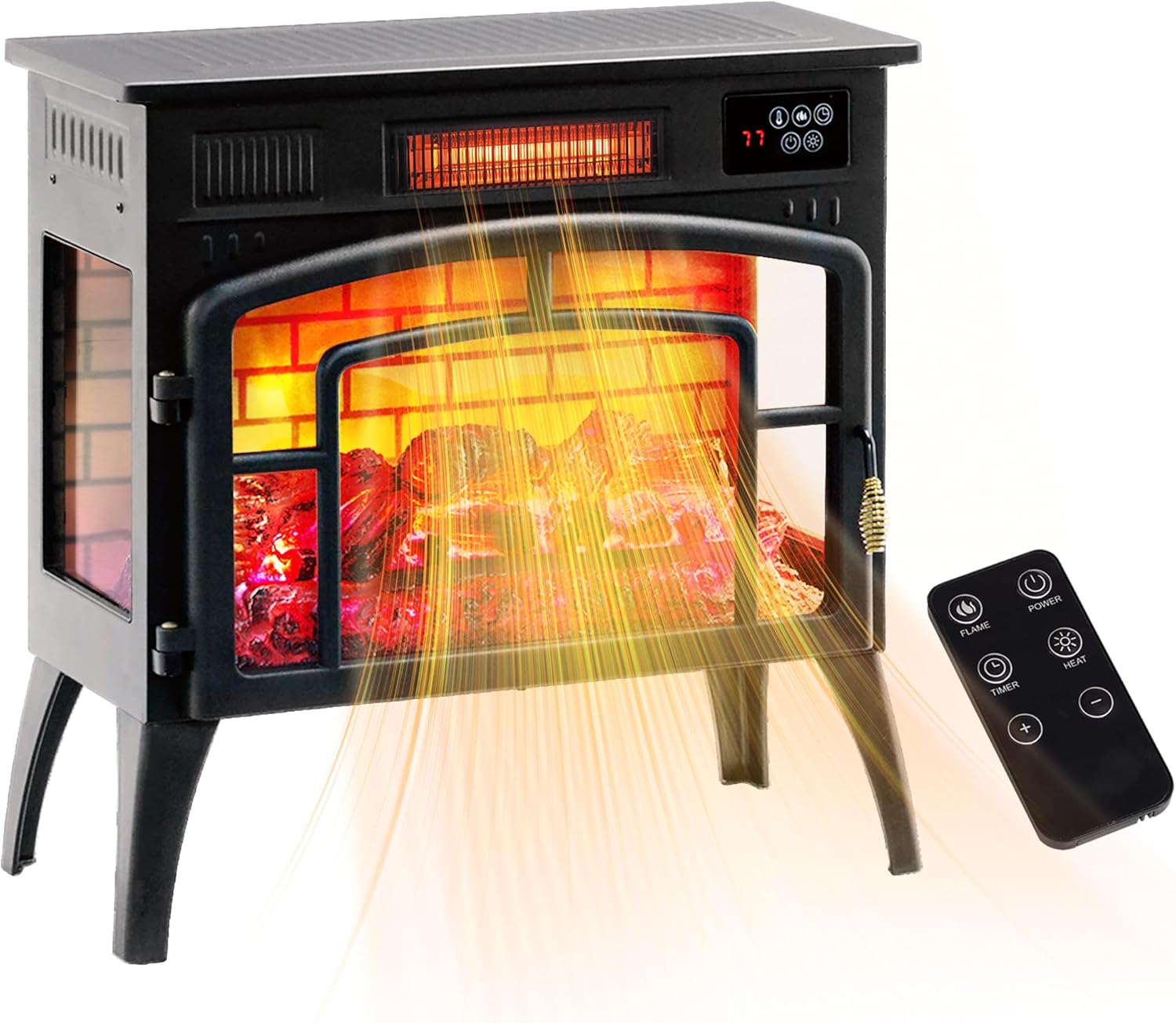 HOMCOM Infrared Electric Fireplace Stove, 22" 1500W Portable ...