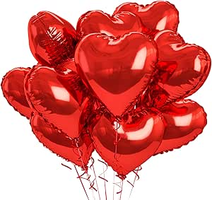 Amazon.com: Biapian Foil Heart Balloons Red, 10PCS Red Heart Shape ...