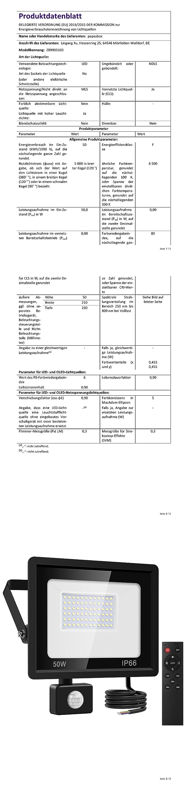 50 W LED Spotlight with Motion Sensor Outdoor, Super Bright 4500 LM ...