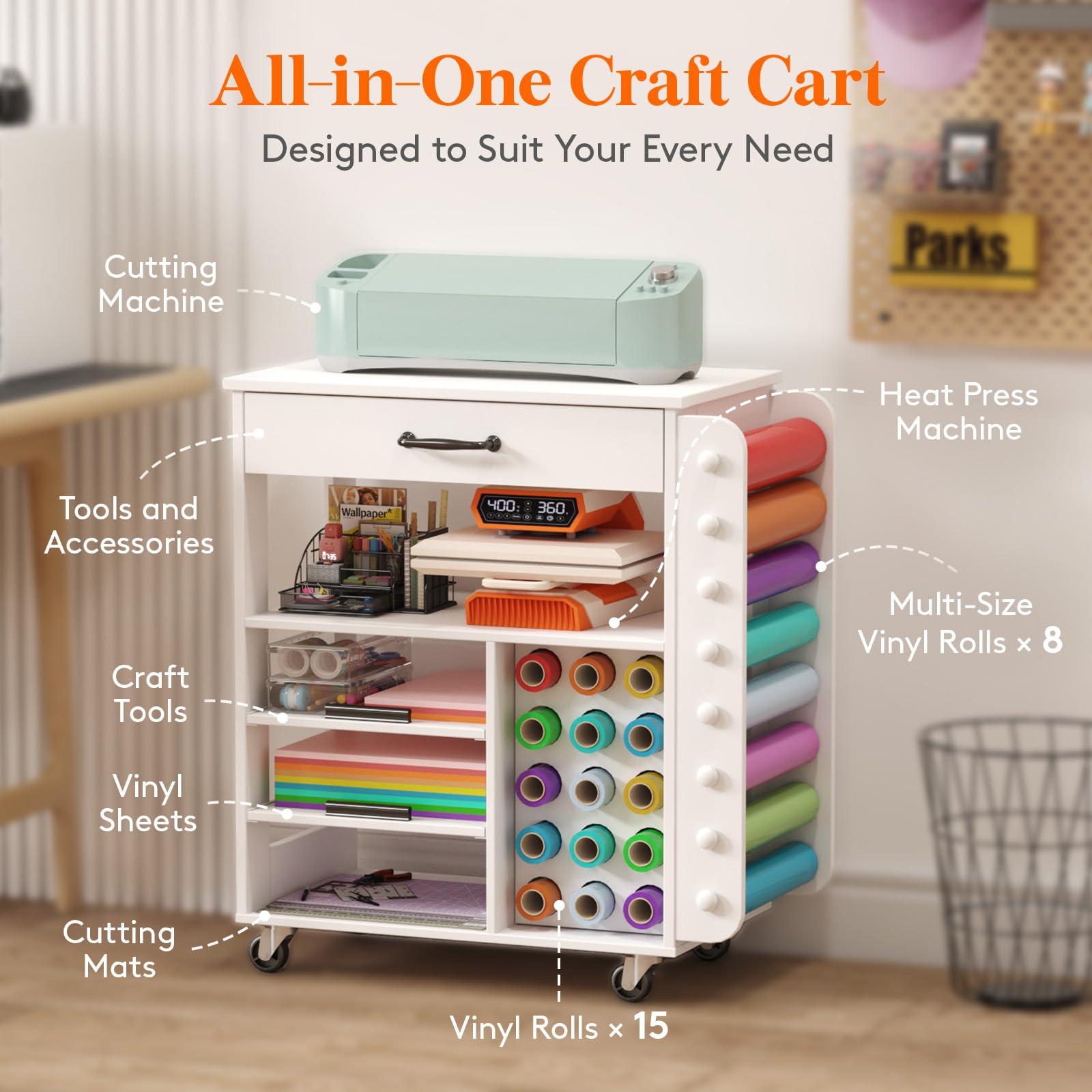 Snapklik.com : Lifewit Rolling Craft Cart