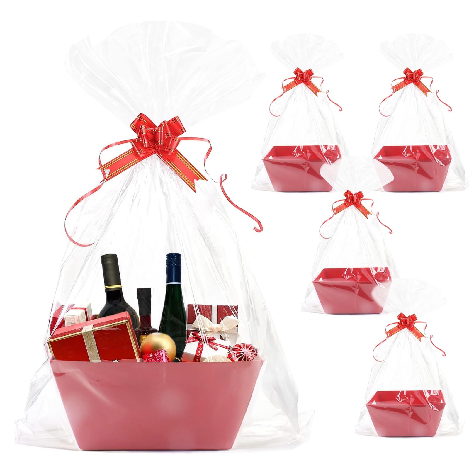 Xbopetda Basket For Gifts Empty, 5 Pack Gift Basket Kit with Handles ...