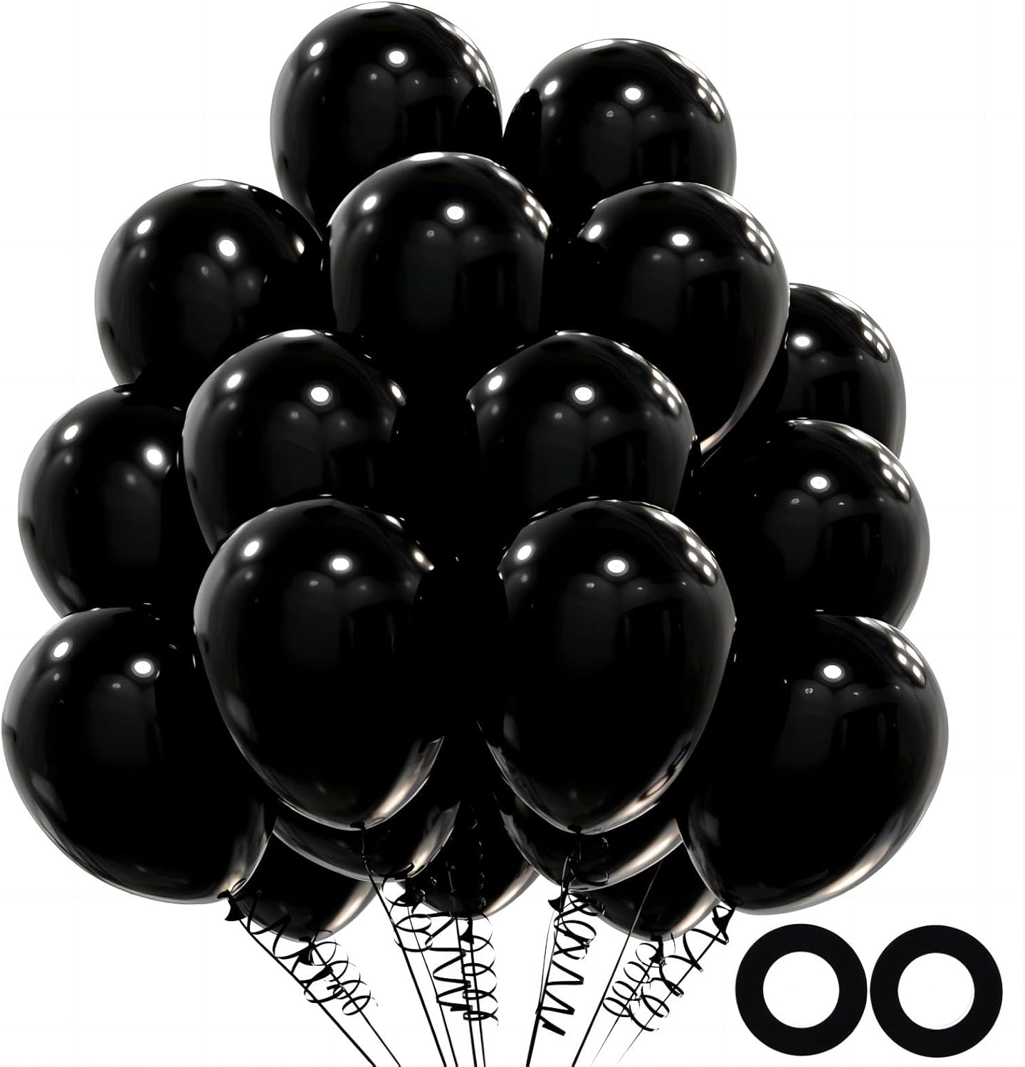 110 globos negros, globos de fiesta de látex negro de 12 pulgadas ...