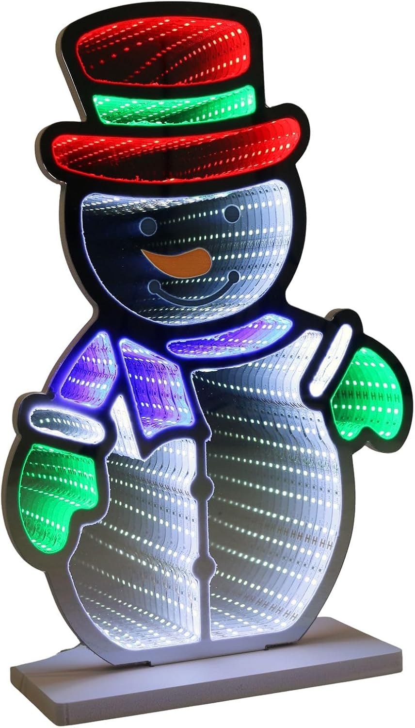 Mr Crimbo LED Infinity Mirror Snowman Christmas Decoration 40cm ...