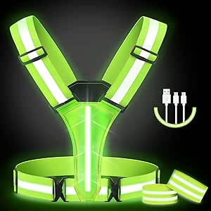 Vidattx LED Reflective Running Vest Gear,Light Up Vest Runners Night ...