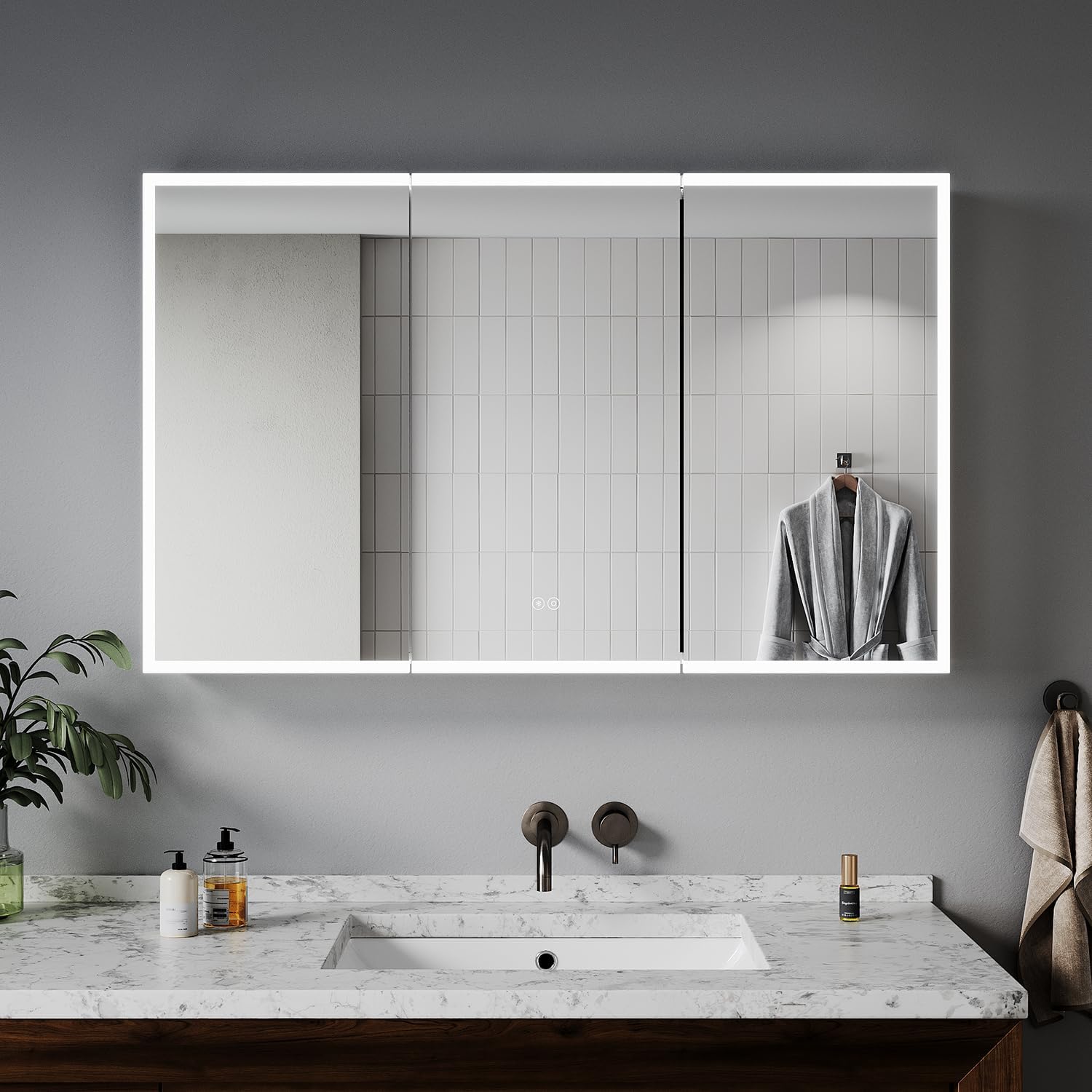 ELEGANT Bathroom Wall Cabinet with Mirror Illuminated Bathroom Cabinet ...
