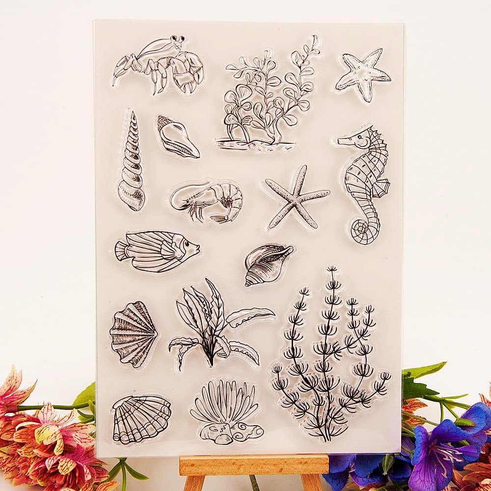 Amazon.com: Shell Conch Starfish Clear Stamps Silicone Stamp Cards ...