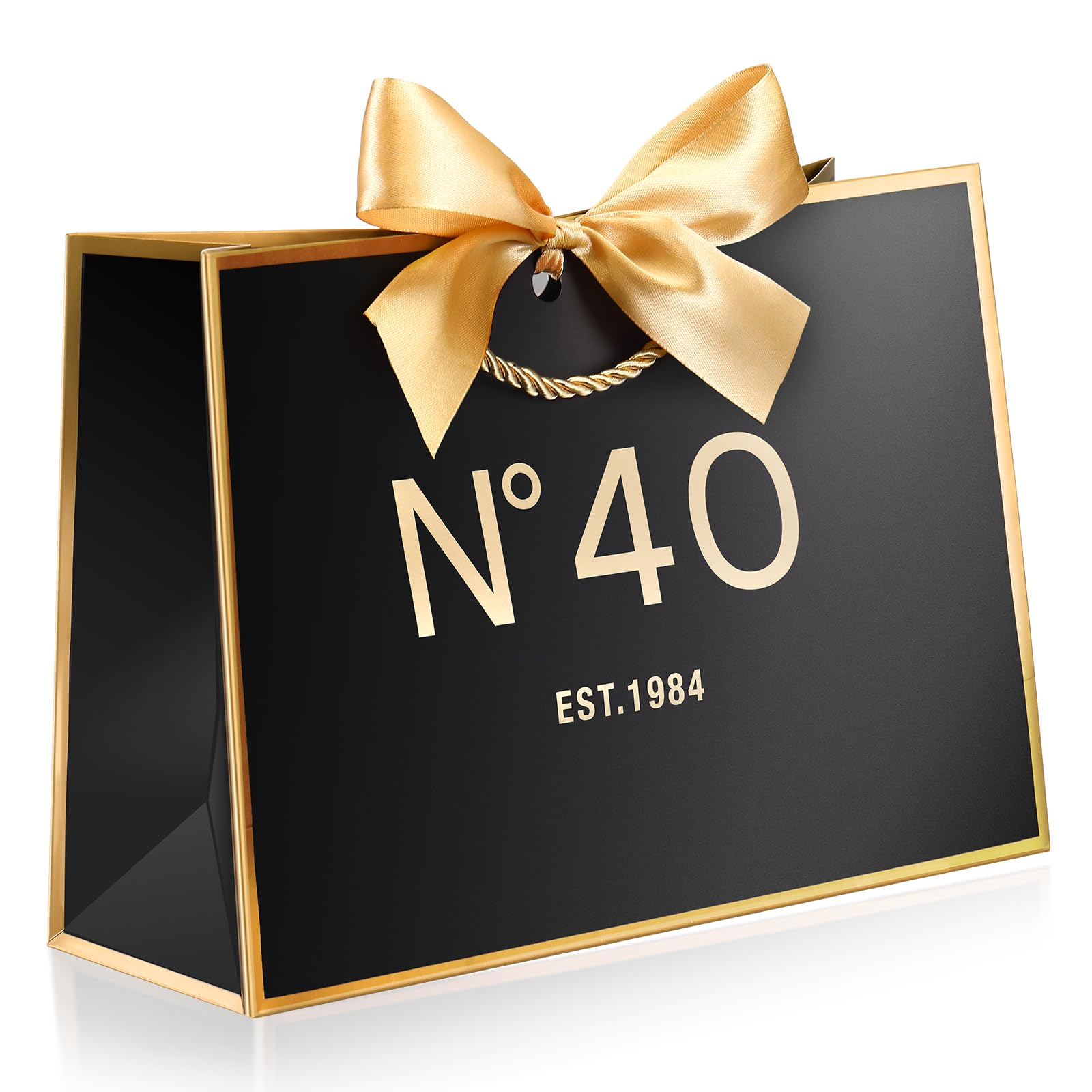 Amazon.com: Kolldenn 40th Birthday Gift Bag Small Black Gold 40th ...