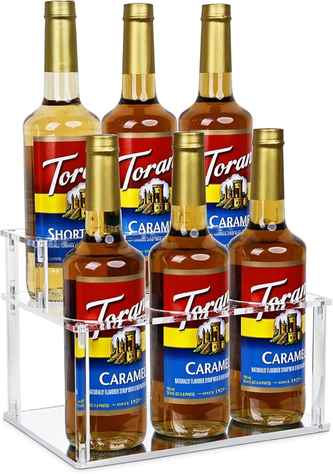 Amazon.com: Upgraded Thickened Acrylic Coffee Syrup Organizer, 2-Tier ...