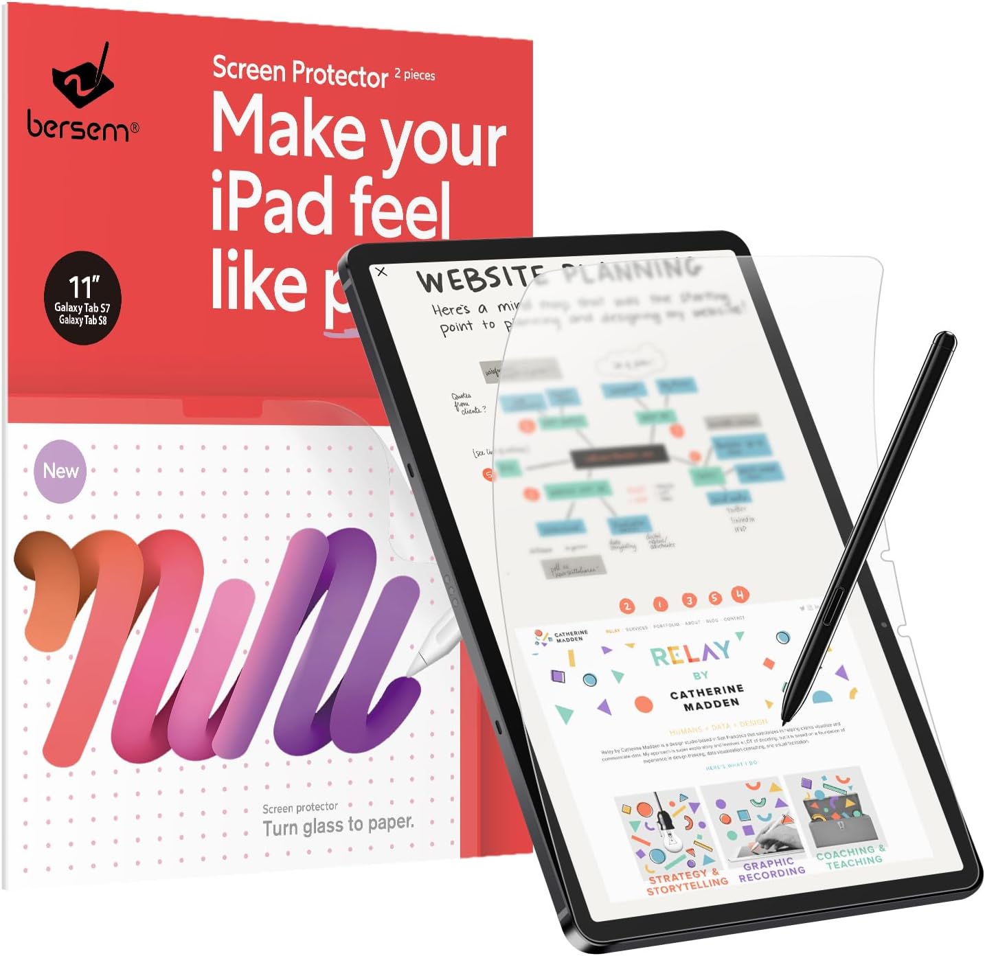 BERSEM 2-Pack Paper Screen Protector Designed for Galaxy Tab S9 FE 10.9 ...