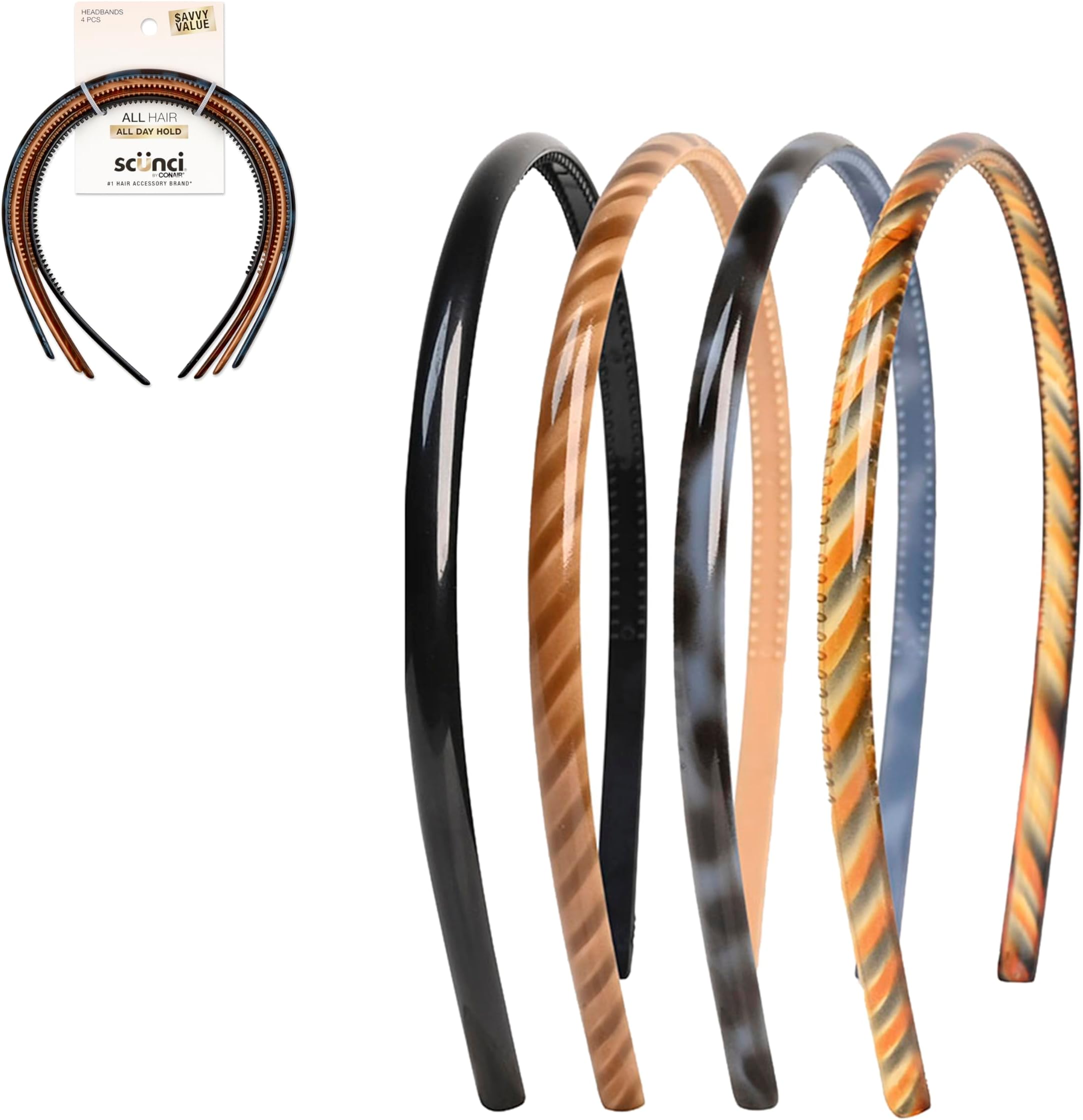 Amazon.com : Scunci by Conair Effortless Beauty Skinny headband ...