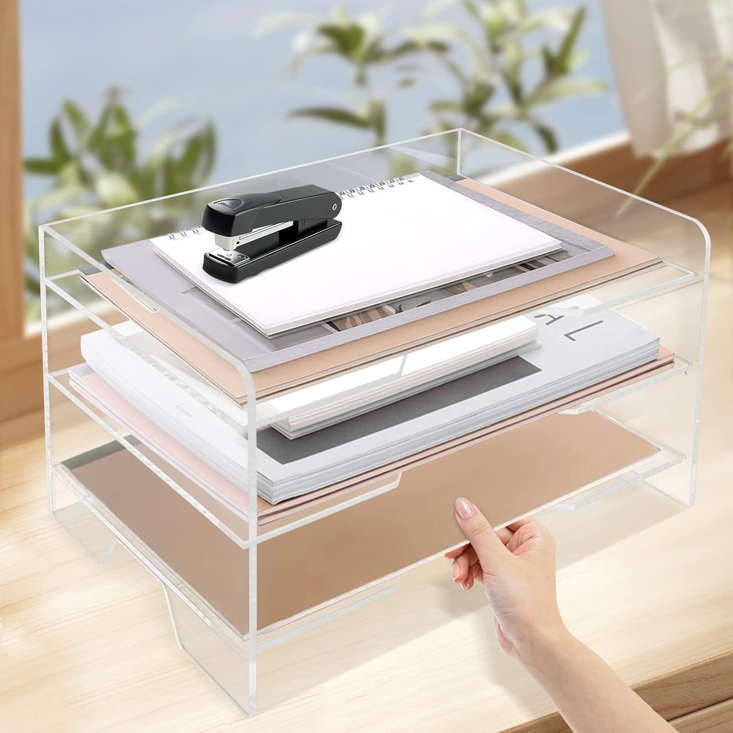 Amazon.com: Paper Letter Tray Organizer, 3 Tier Clear Acrylic Desk File ...