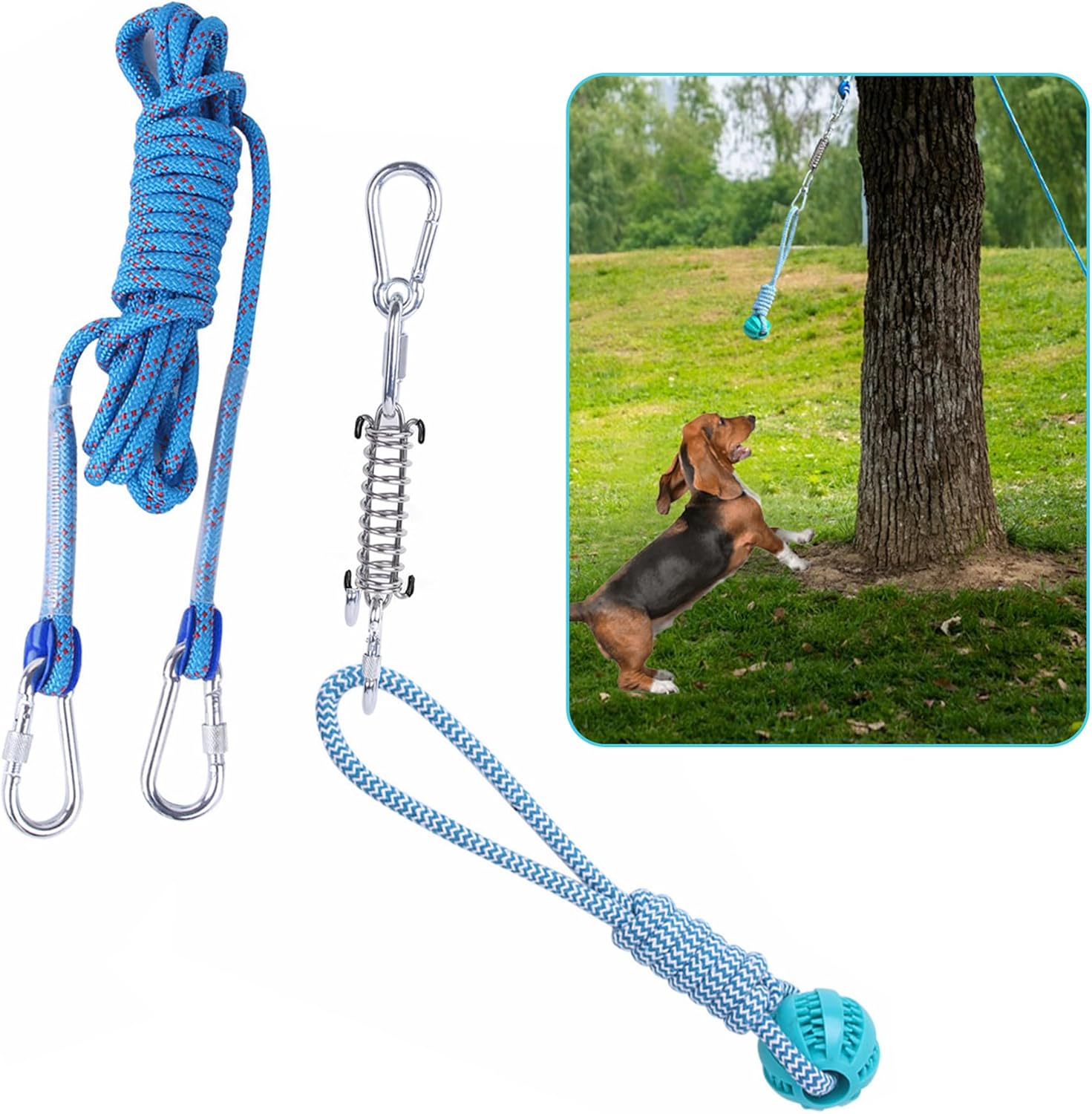 Pet Supplies : Bungee Dog Toy Set，Dog Outdoor Bungee Solo Hanging Toy ...