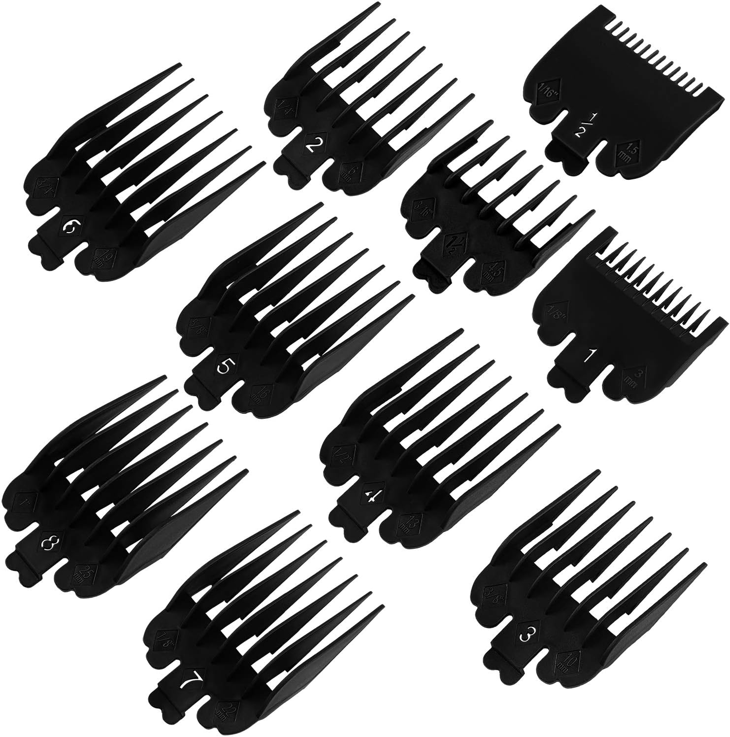 ADXCO 10 Pack Black Hair Clipper Guide Combs Hair Trimmer Limit Comb ...