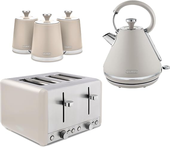 Tower Cavaletto Latte Pyramid Kettle, 4 Slice Toaster & Tea, Coffee ...