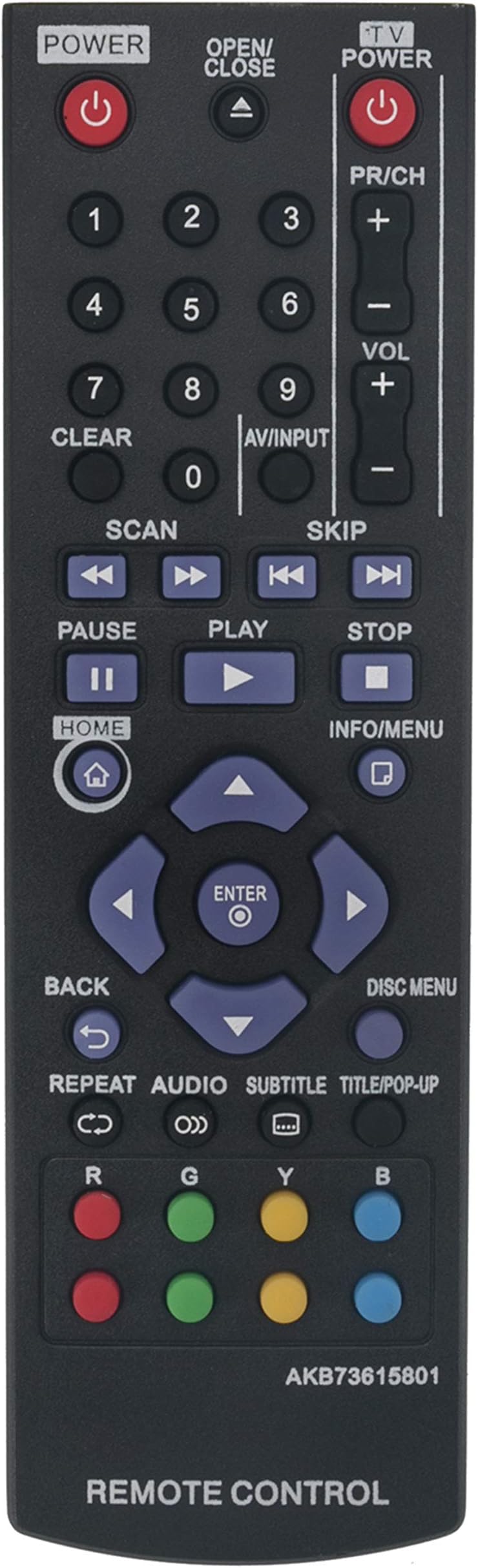 Amazon.com: New AKB73615801 Replaced Remote fit for LG BP320N BP220 ...