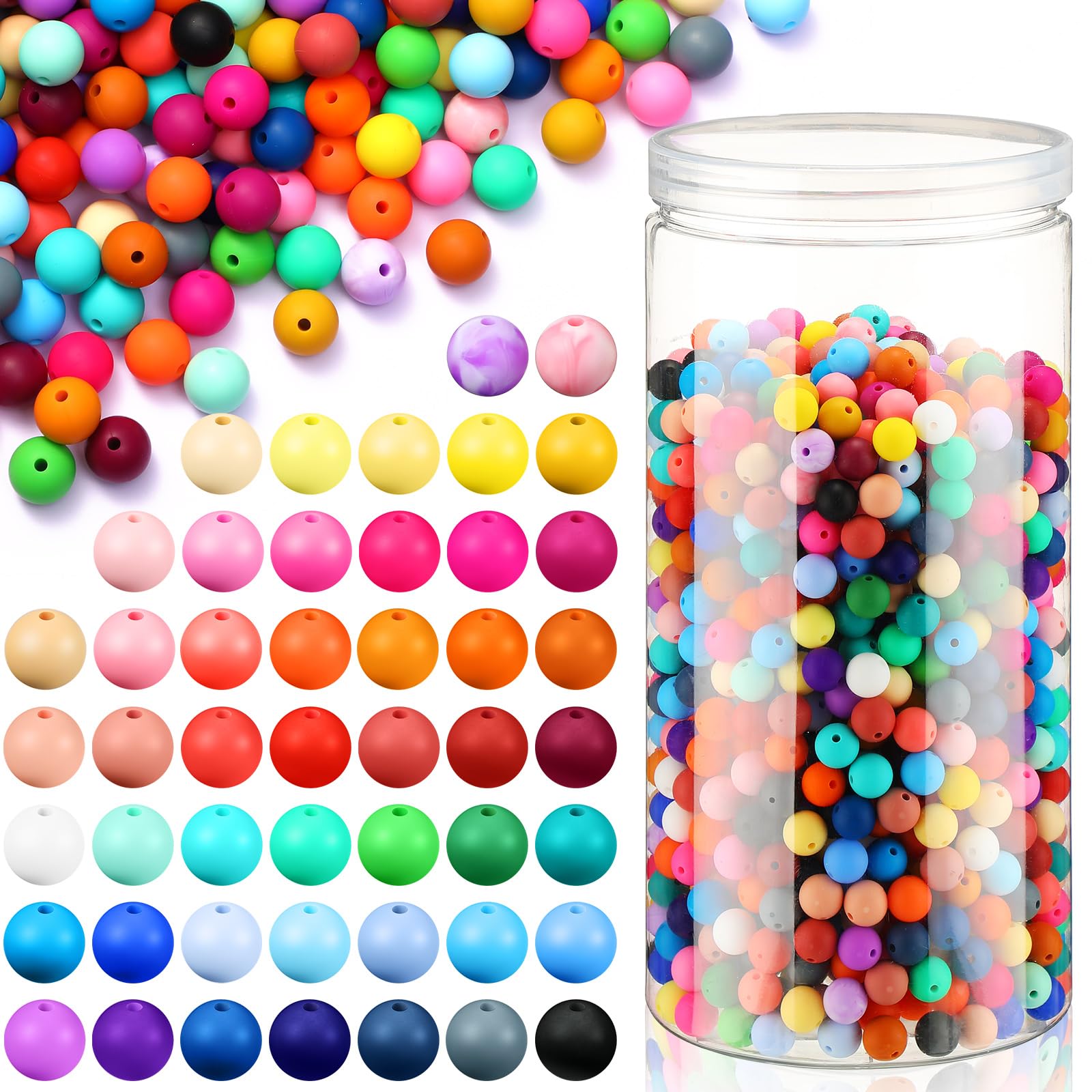Amazon.com: Hotop 1200 Pcs Round Silicone Beads Bulk for Keychain ...