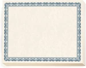 York Blue Standard White Certificate Paper, Blue Border, 8 1/2 Inch x ...