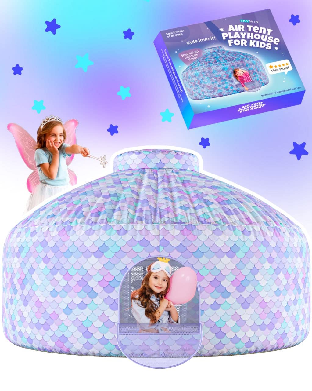 Buy SkywinAir Tent Fort Playhouse for Kids (Mermaid) - Inflatable Kids ...