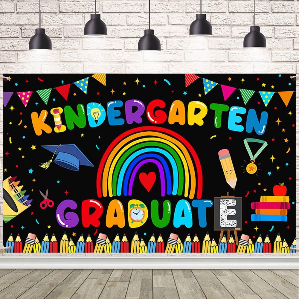 Amazon.com: Premium Kindergarten Graduation Backdrop Banner, Large ...