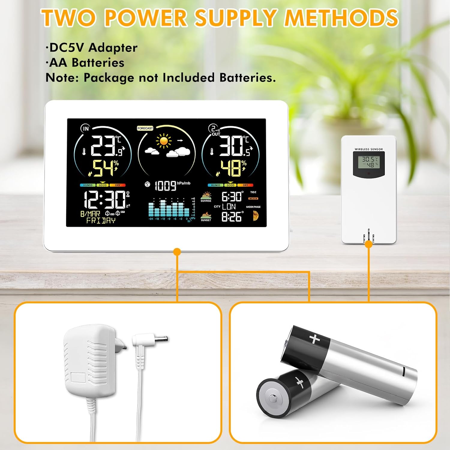 VOKSUN Wireless Weather Station with Outdoor Sensor, Digital Color ...