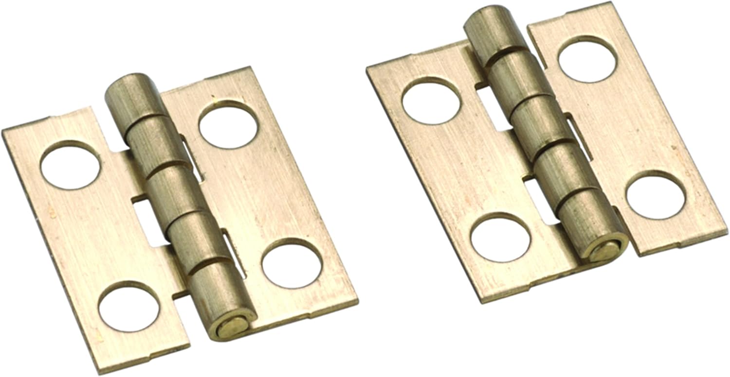 Solid Brass AB Miniature Narrow Hinge 3/4" Long x 5/8" Open w/Screws, 2 ...