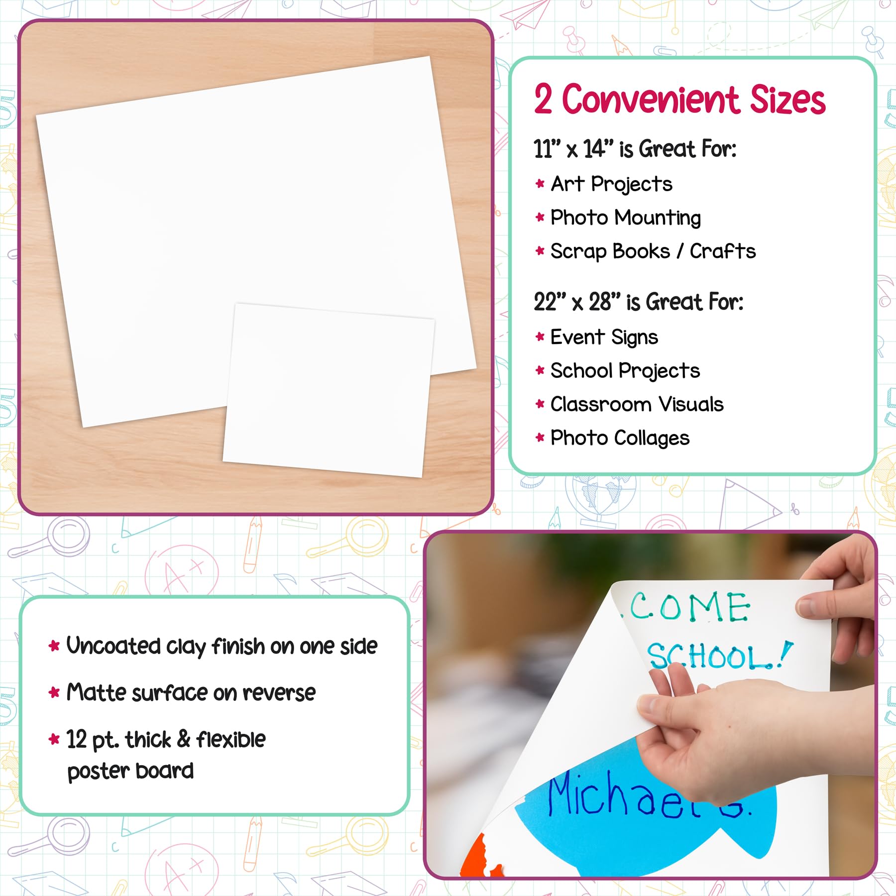 Snapklik.com : White Poster Board 11x14 Inch, 25-Pack - Blank Cardstock ...